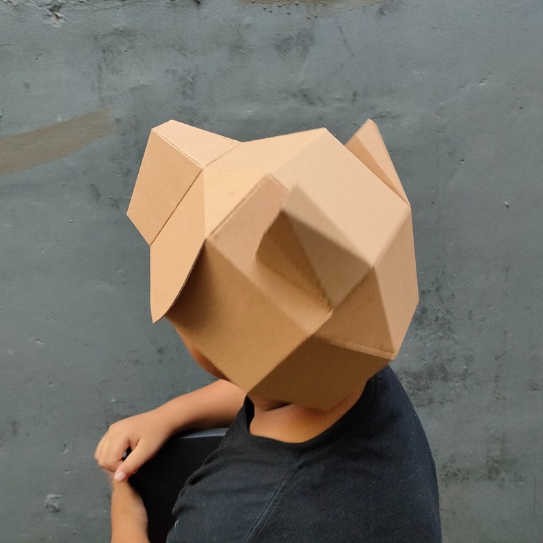 Simple Cute Cardboard Bear Hat Template DIY Plan Blueprint - Etsy