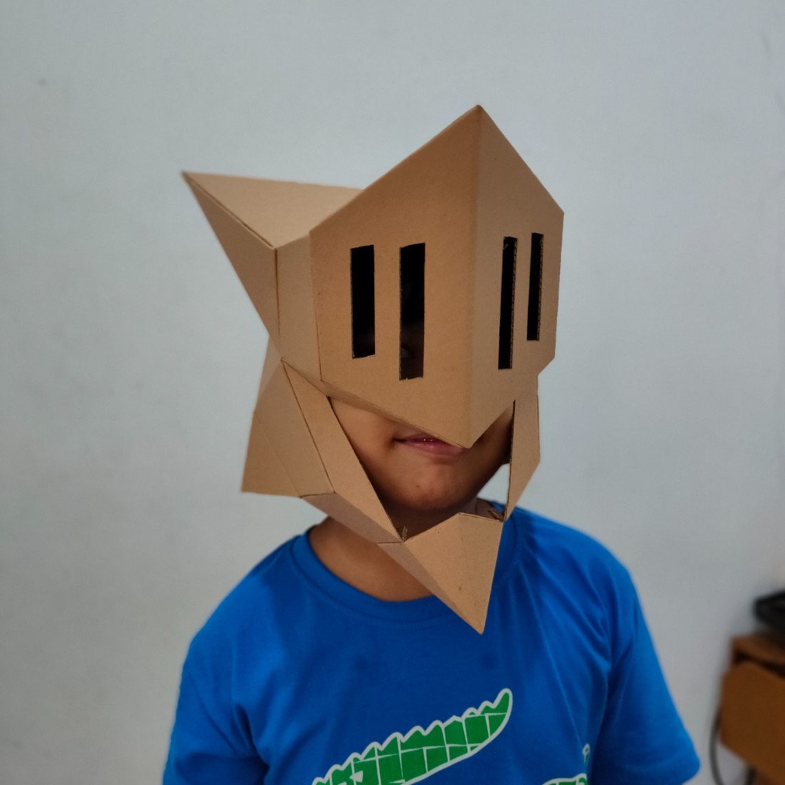 Cardboard Knight Helmet With Sharp Horns Craft Template DIY Plan - Etsy