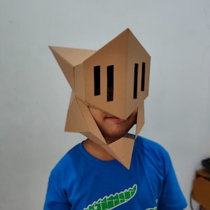 Cardboard Knight Helmet With Sharp Horns Craft Template DIY Plan ...