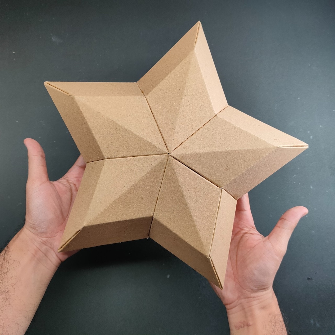 3d Star Shape Cardboard Craft Template DIY Plan. Scalable PDF Template ...