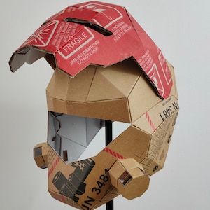 Cyberpunk Cardboard Helmet With Articulated Face Cardboard Template DIY ...