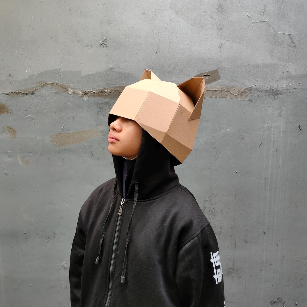 Cute Cardboard Hat With Cat Ears Template. DIY Printable Pattern for ...