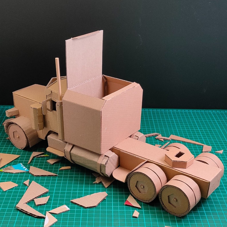 Trailer Truck Peterbilt Cardboard Craft Template DIY Plan - Etsy