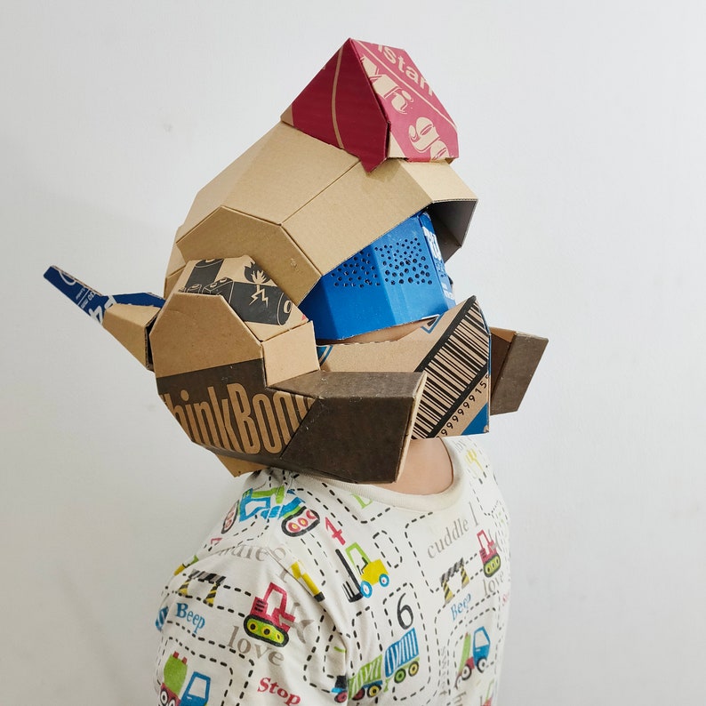 Cardboard Robot Helmet Template: DIY Printable Pattern With Visor (PDF ...