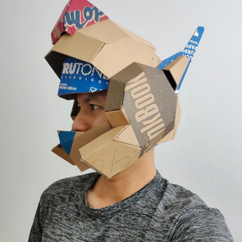 Mecha Robot Helmet With Retractable Visor Template - DIY Cardboard Mask ...