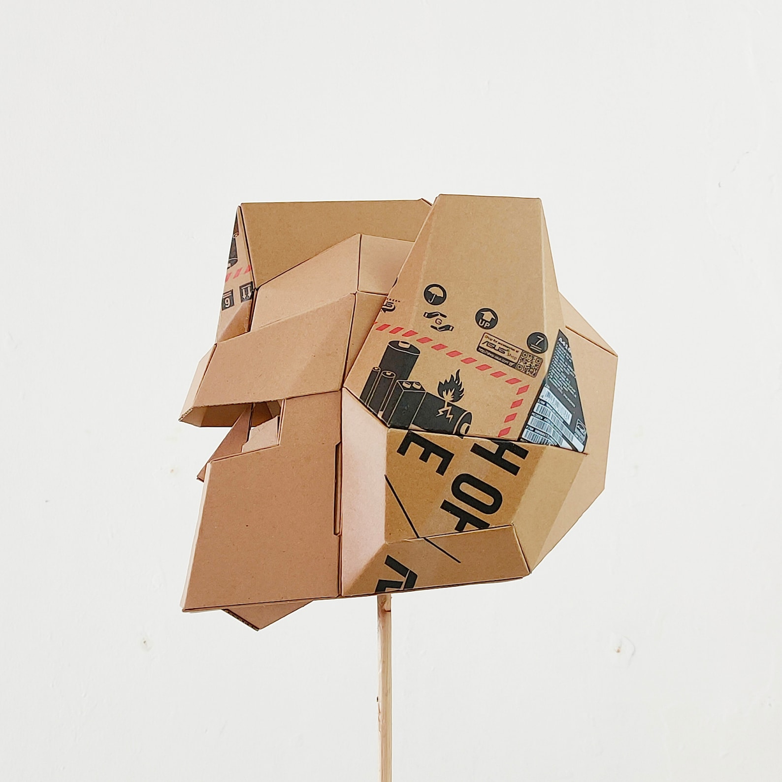 Cardboard Robot Head With Face Helmet Template. DIY Printable Pattern ...