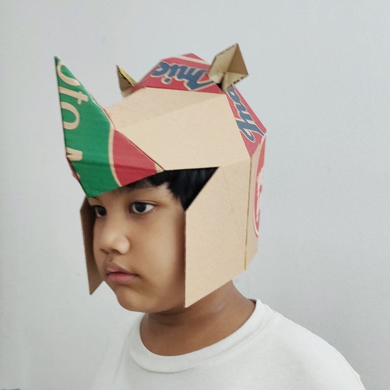 Cardboard Rhino Armor Helmet Template. DIY Printable Pattern for ...