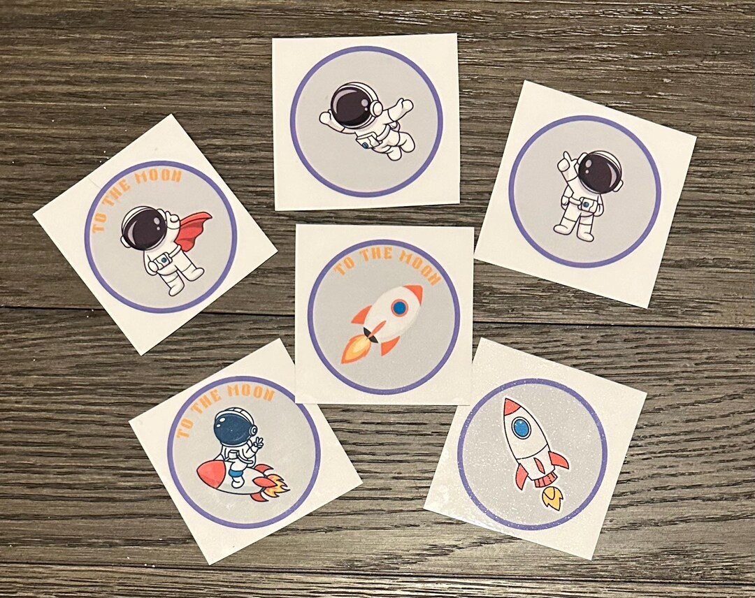 Rocket Ship and Astronaut Water Proof Vinyl Stickers - Etsy
