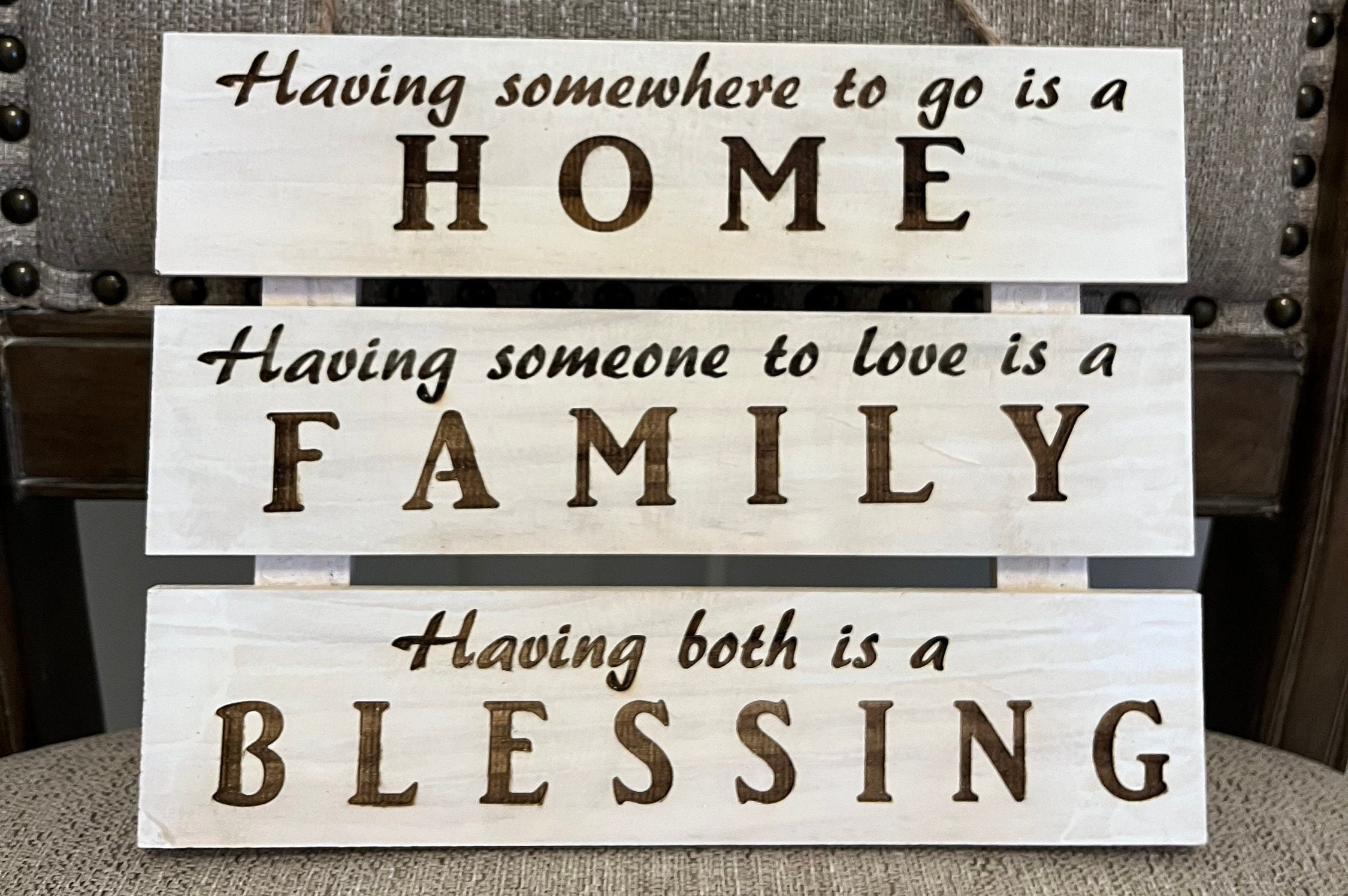 Custom Three Row Hanging Wooden Sign - Etsy