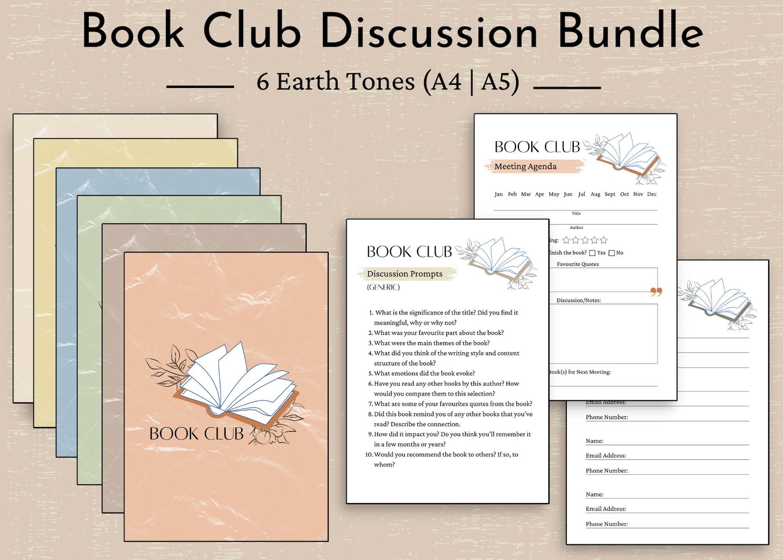 Book Club Discussion Kit, Printable Book Club Questions, Reading ...