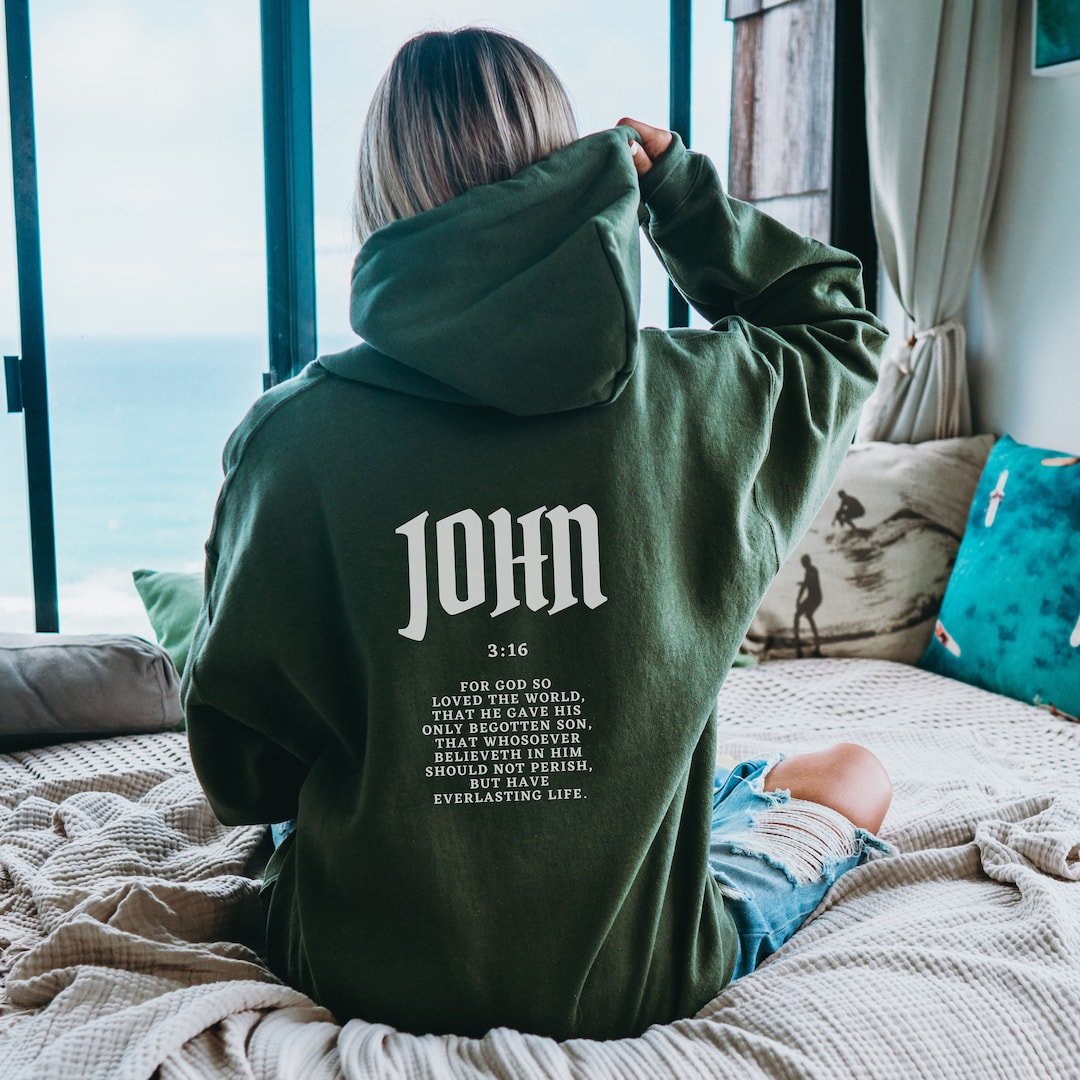 John 3 16 Christian Hoodie Bible Verse Hoodie Christian Merch Men's ...
