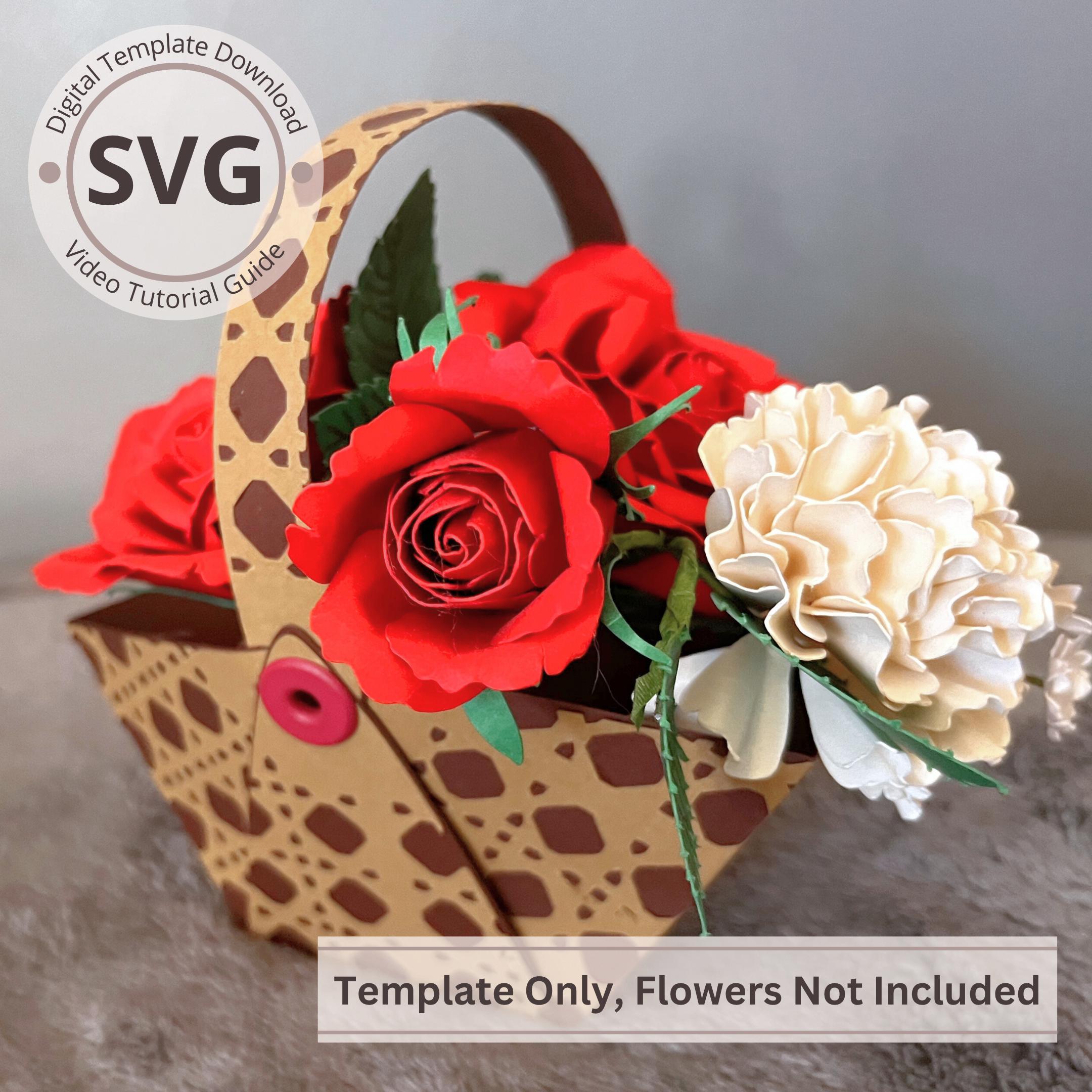 Woven Paper Flower Basket SVG Template: DIY Wedding, Easter (digital ...
