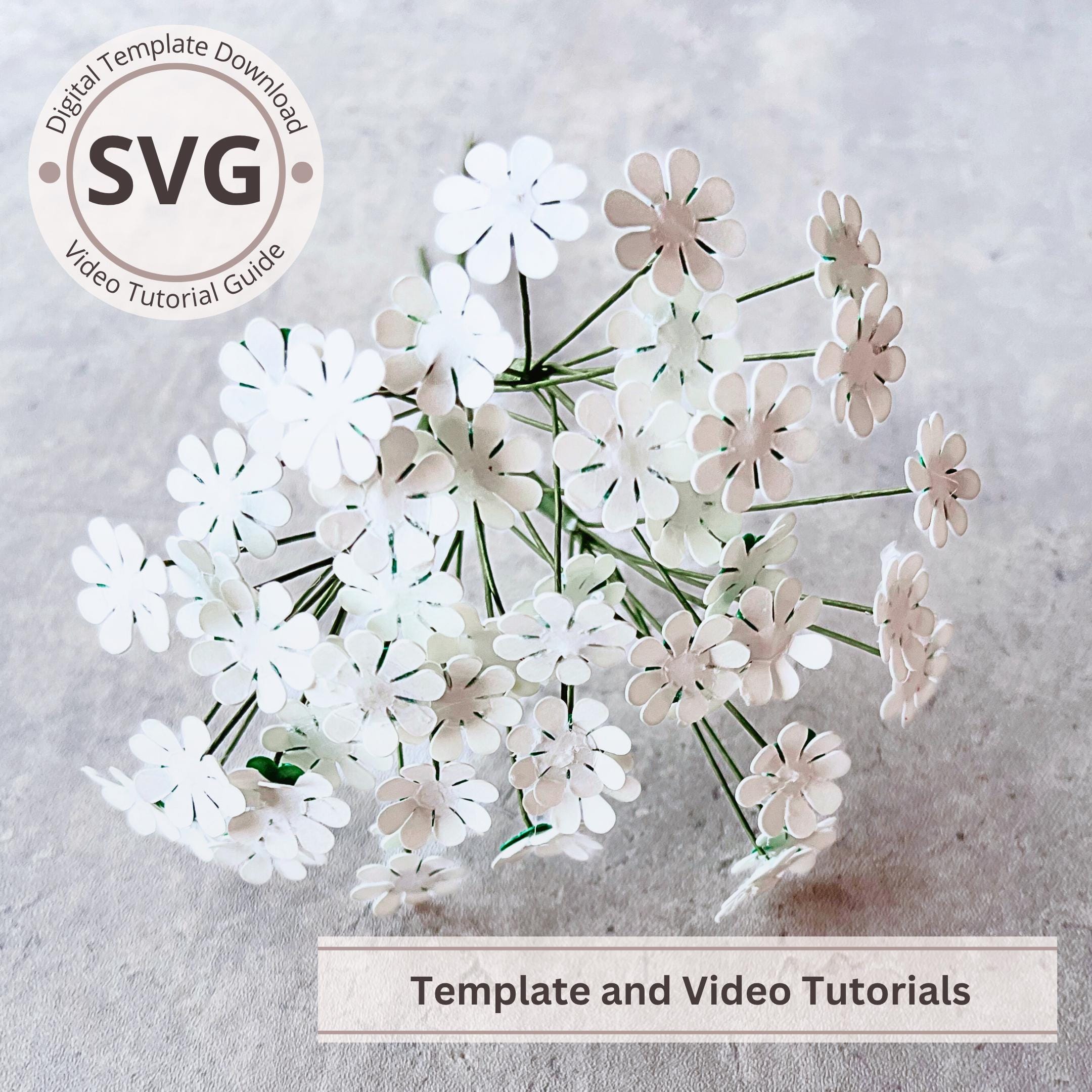 Paper Flower Baby's Breath SVG Template: DIY 3D Bouquet (video Tutorial ...