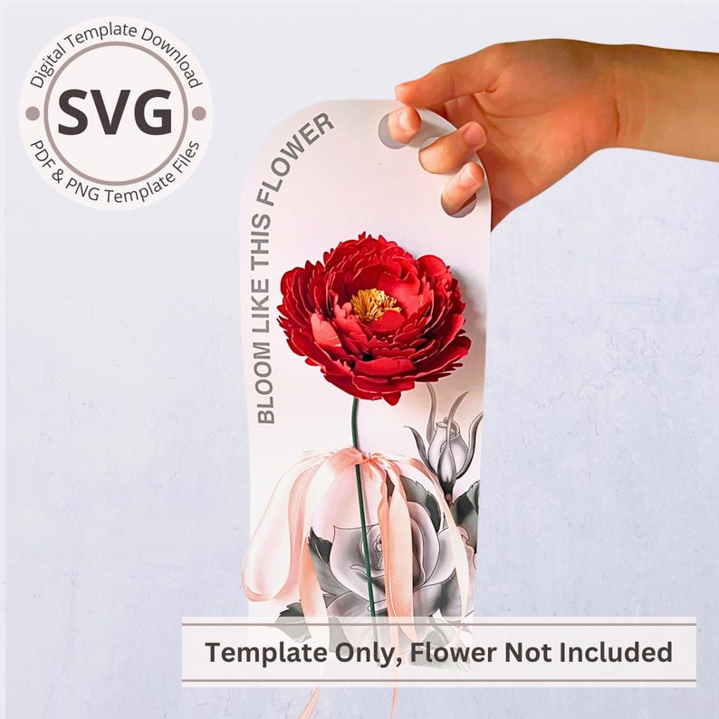 Paper Flower Single Display Handle | Bouquet Holder Digital | SVG & PNG ...