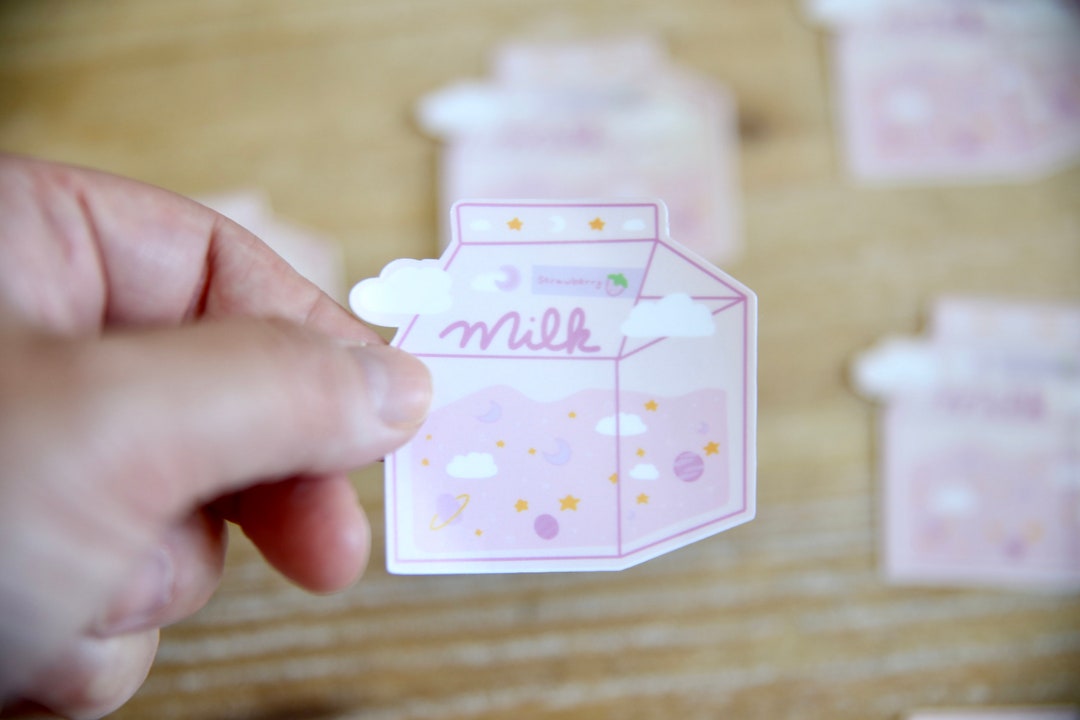 Galactic Strawberry Milk Vinyl Sticker - Etsy