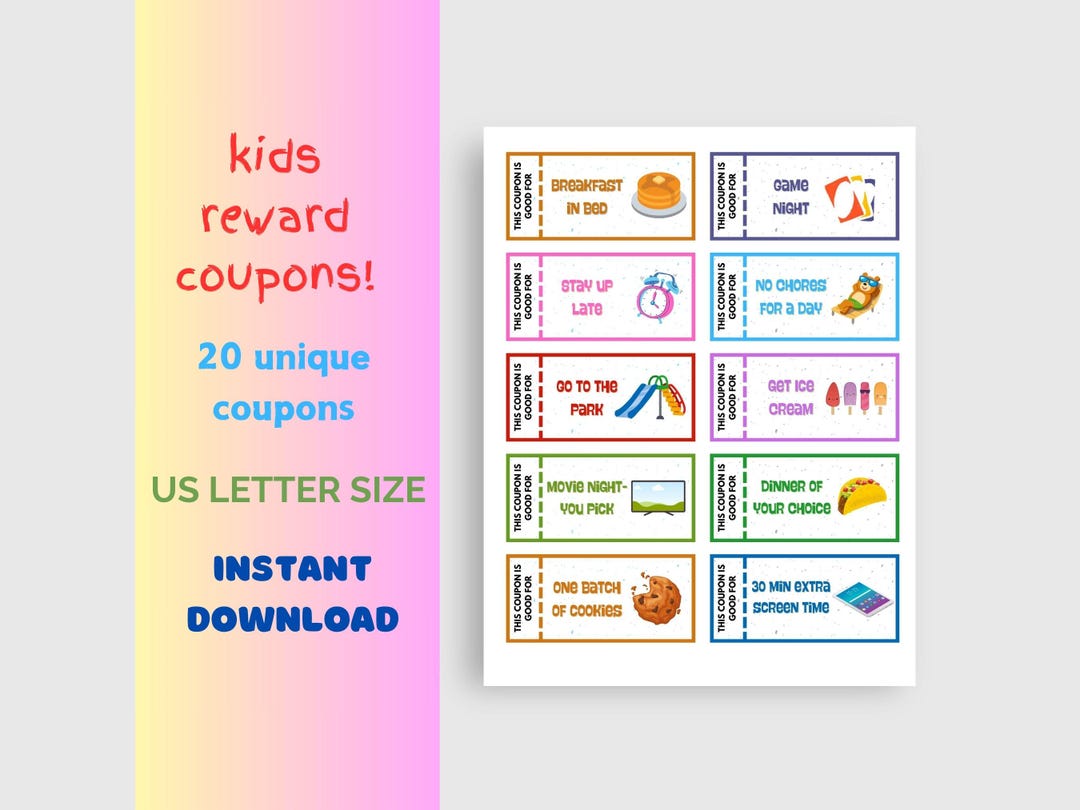 Kids Reward Coupons | Printable Love Coupons | Downloadable Coupons for ...