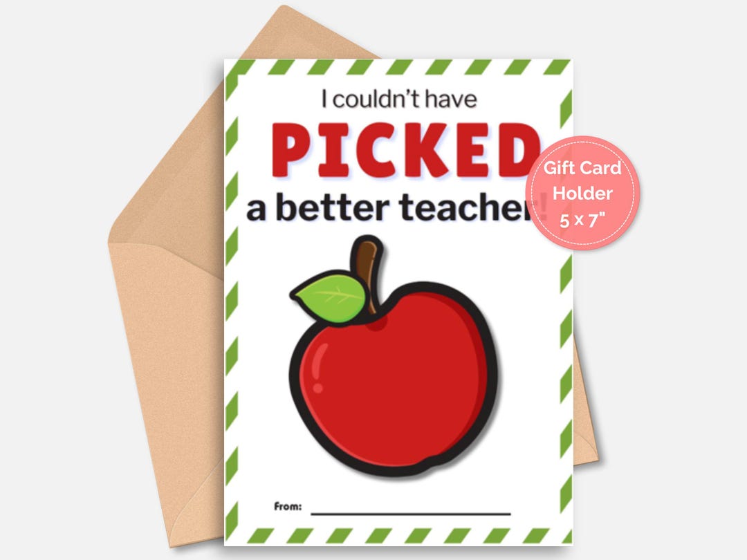 Apple Teacher Gift Card Holder | Printable Thank You Card (5x7) - Etsy