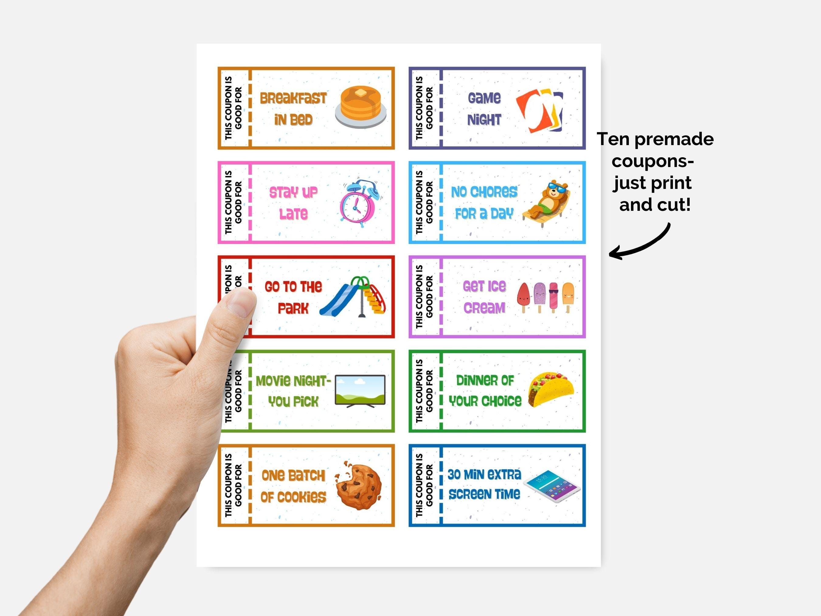 Kids Reward Coupons | Printable Love Coupons | Downloadable Coupons for ...