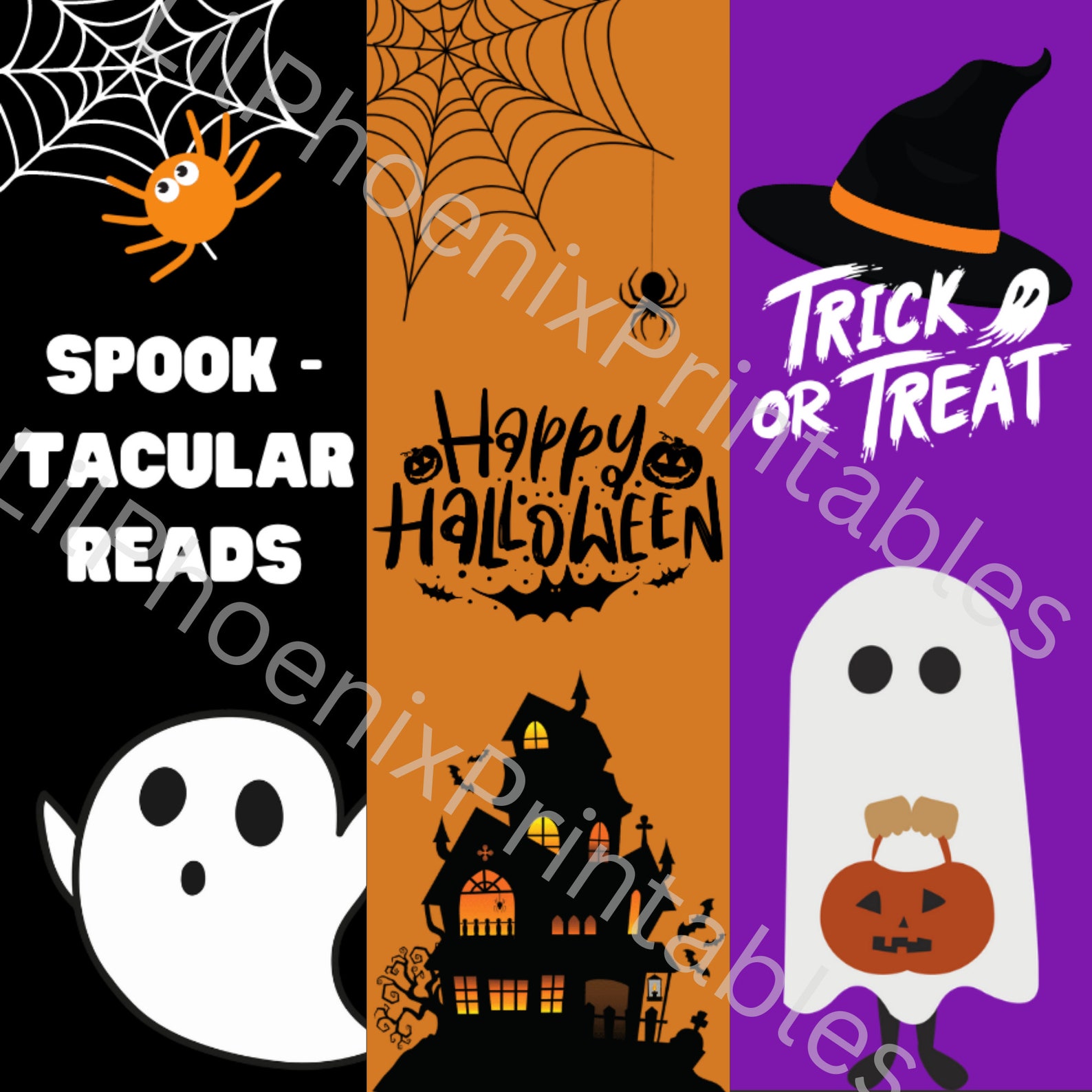 Set of 5 Printable Halloween Bookmarks (set of 5) - Digital Download ...