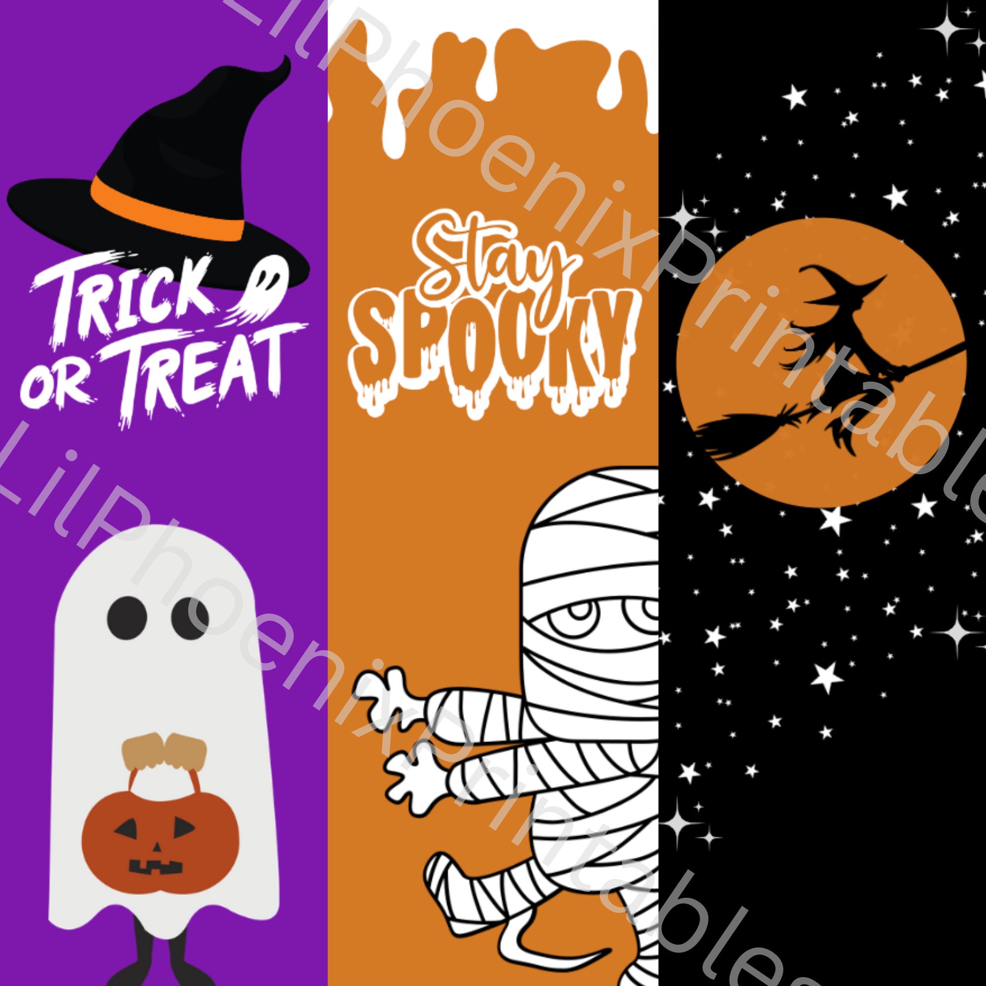 Set of 5 Printable Halloween Bookmarks (set of 5) - Digital Download ...
