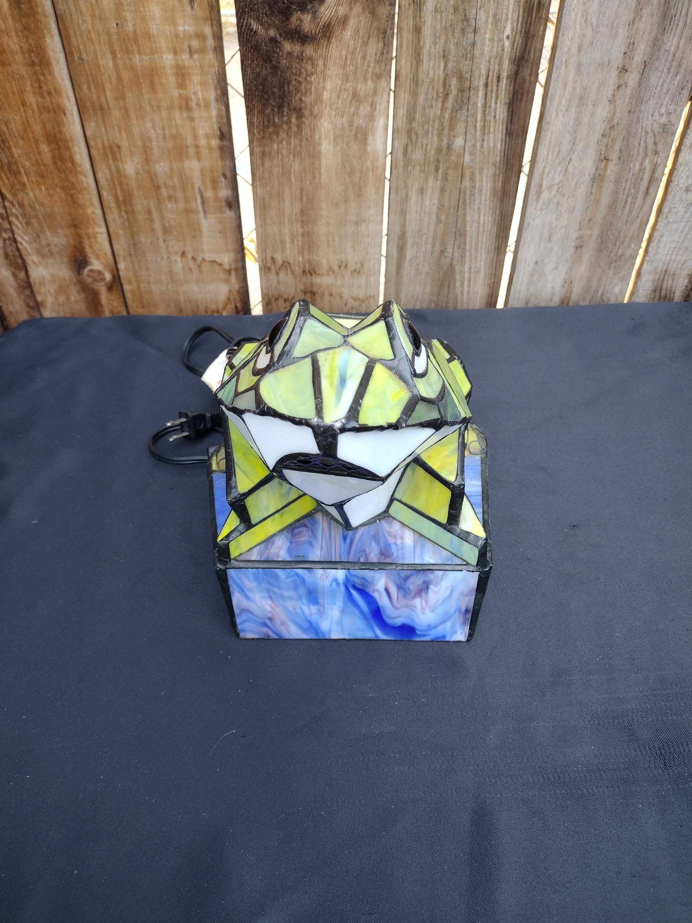 Tiffany's Style Stained Green Art Glass Frog Table Lamp - Etsy
