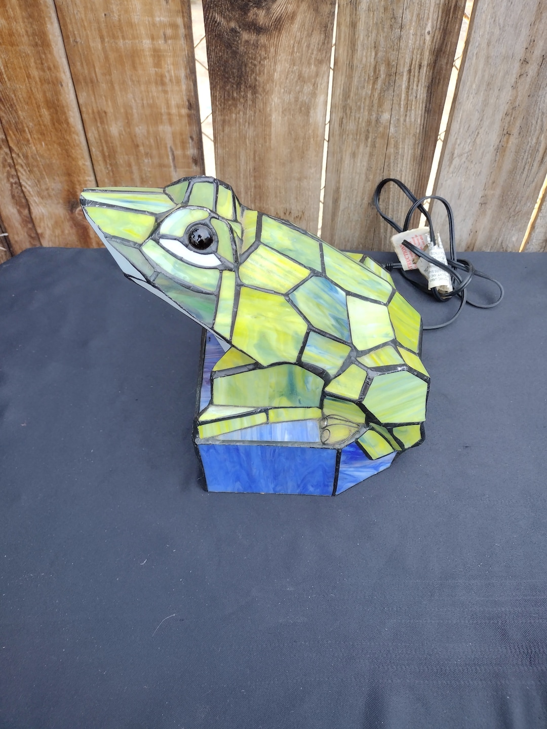Tiffany's Style Stained Green Art Glass Frog Table Lamp - Etsy