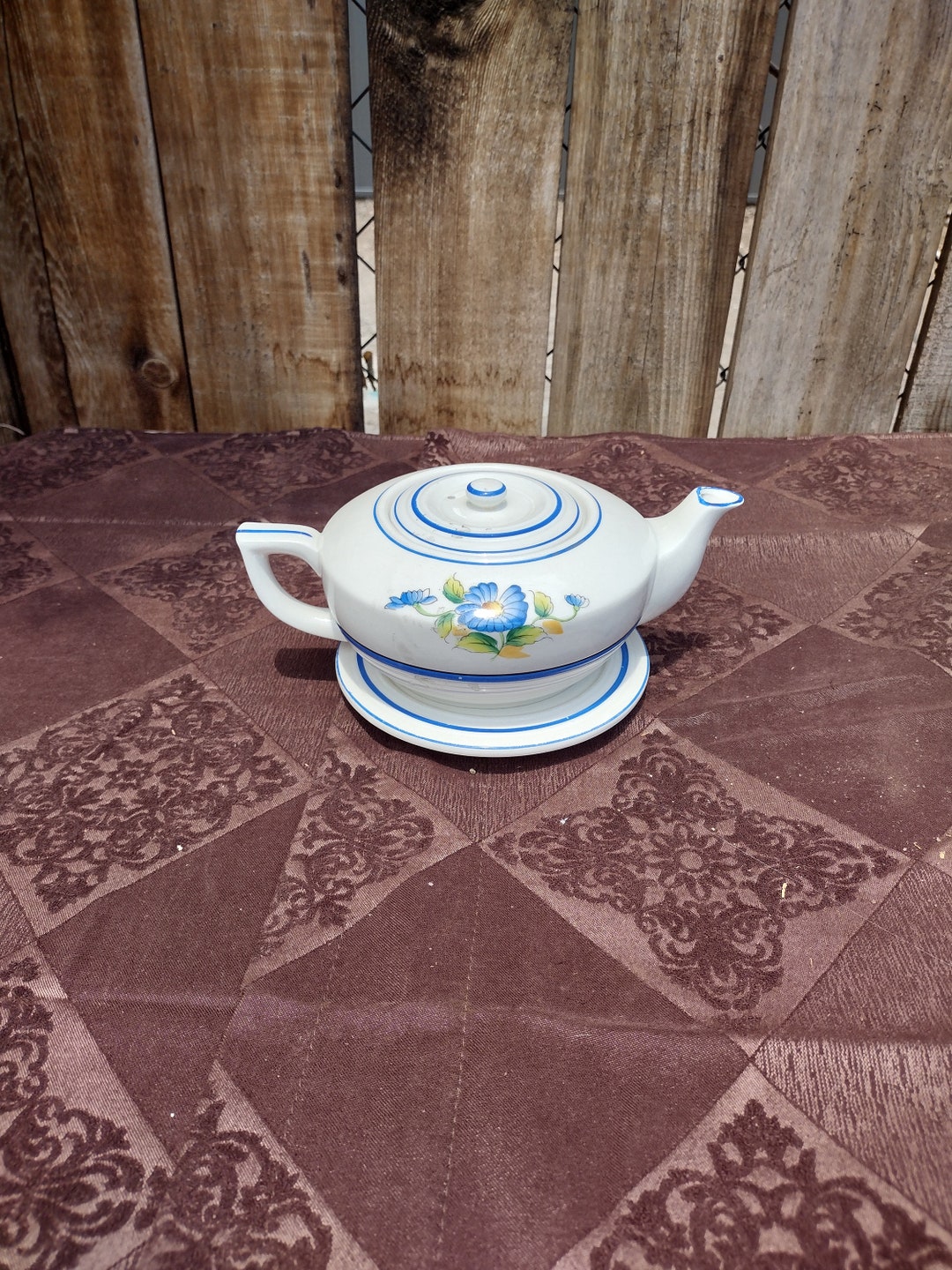 Antique Blue Flower Teapot - Etsy