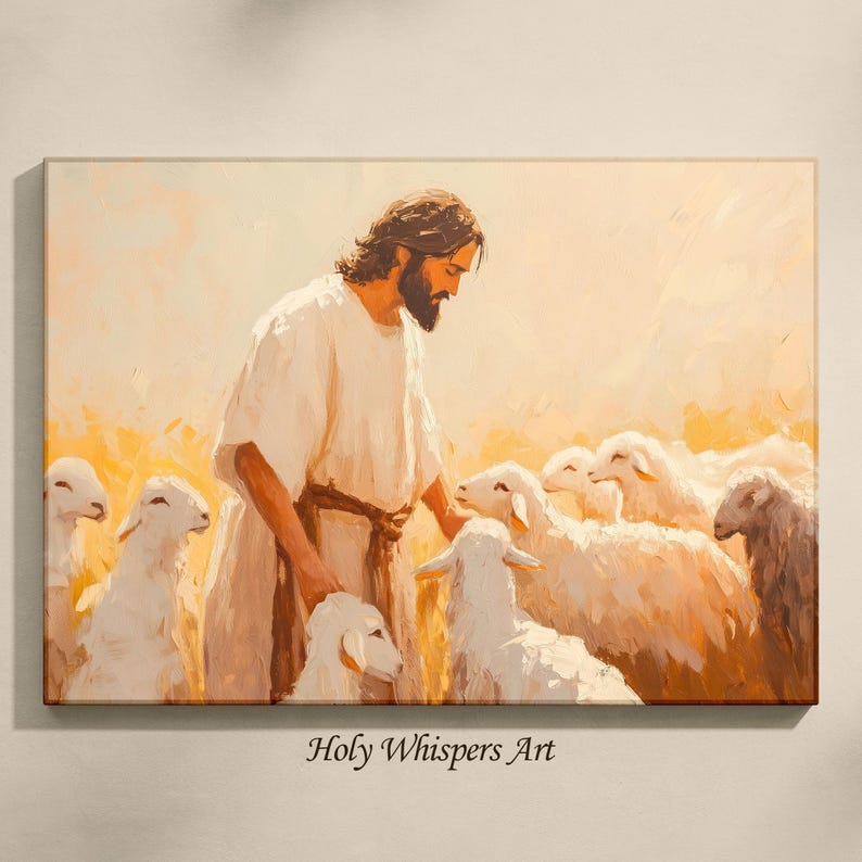 Jesus the Good Shepherd, Modern Christian Oil Painting, Faith-based ...