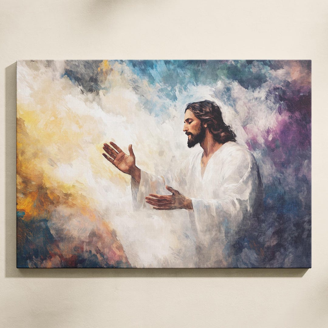 Jesus Reaching Out, Modern Christian Oil Painting, Divine Light Artwork ...