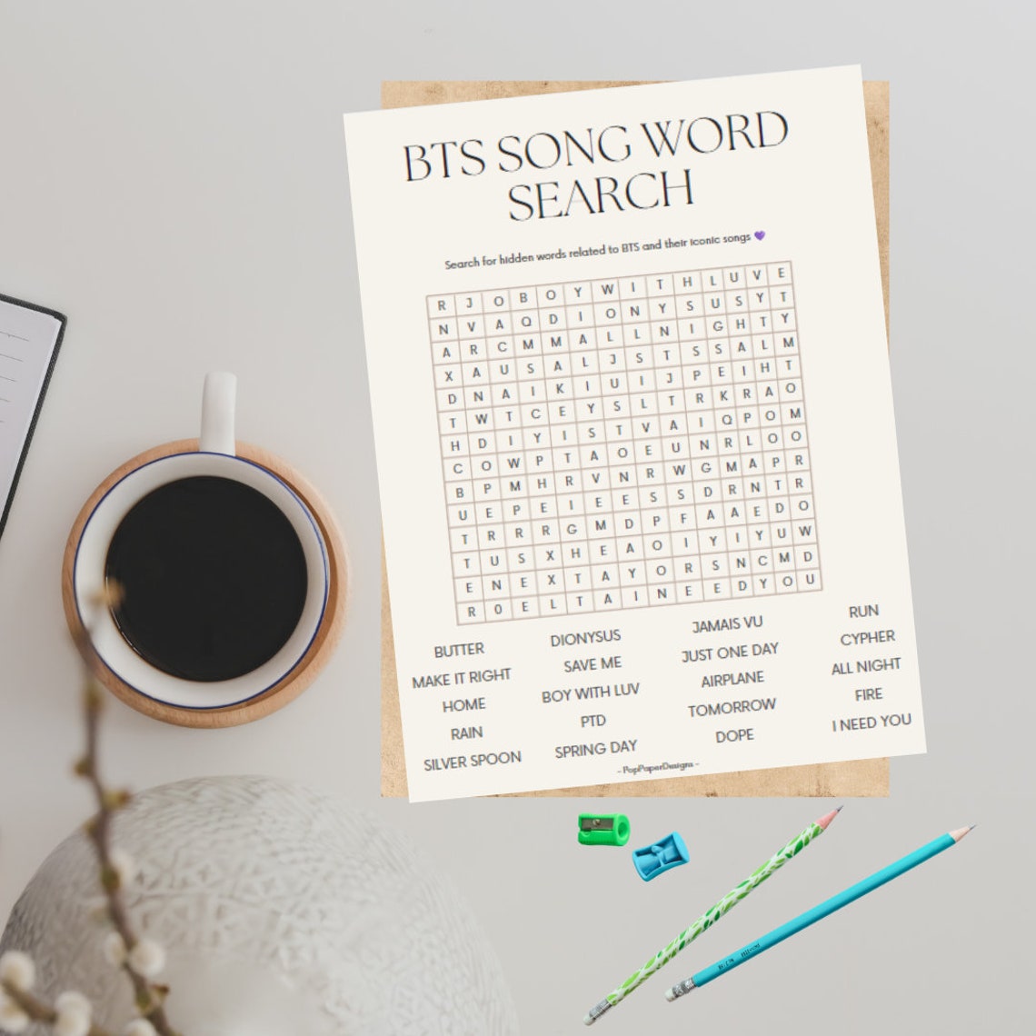 BTS Word Search Puzzle, Word Search With Answer Key, Printable BTS Game ...