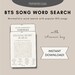 BTS Word Search Puzzle, Word Search With Answer Key, Printable BTS Game ...