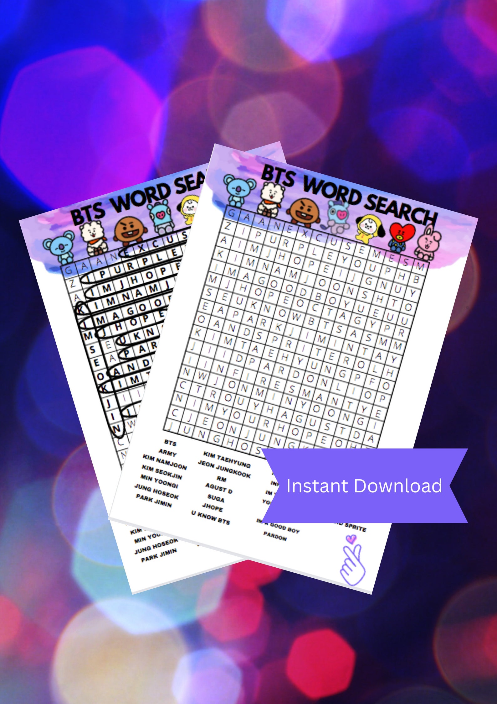 BTS Word Search Puzzle, Word Search With Answer Key, Printable BTS Game ...