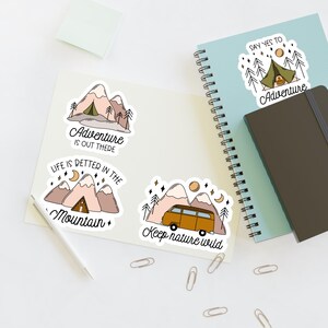 Adventure Sticker Sheets Camper, RV, Tent Design 6x4 & 11x8.5 Sizes ...