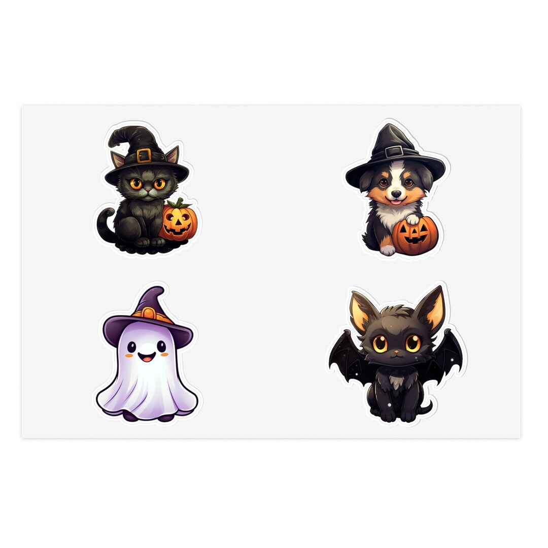Cutest Halloween Sticker Sheets | Spooky, Cute Designs | 6x4" & 11x8.5 ...