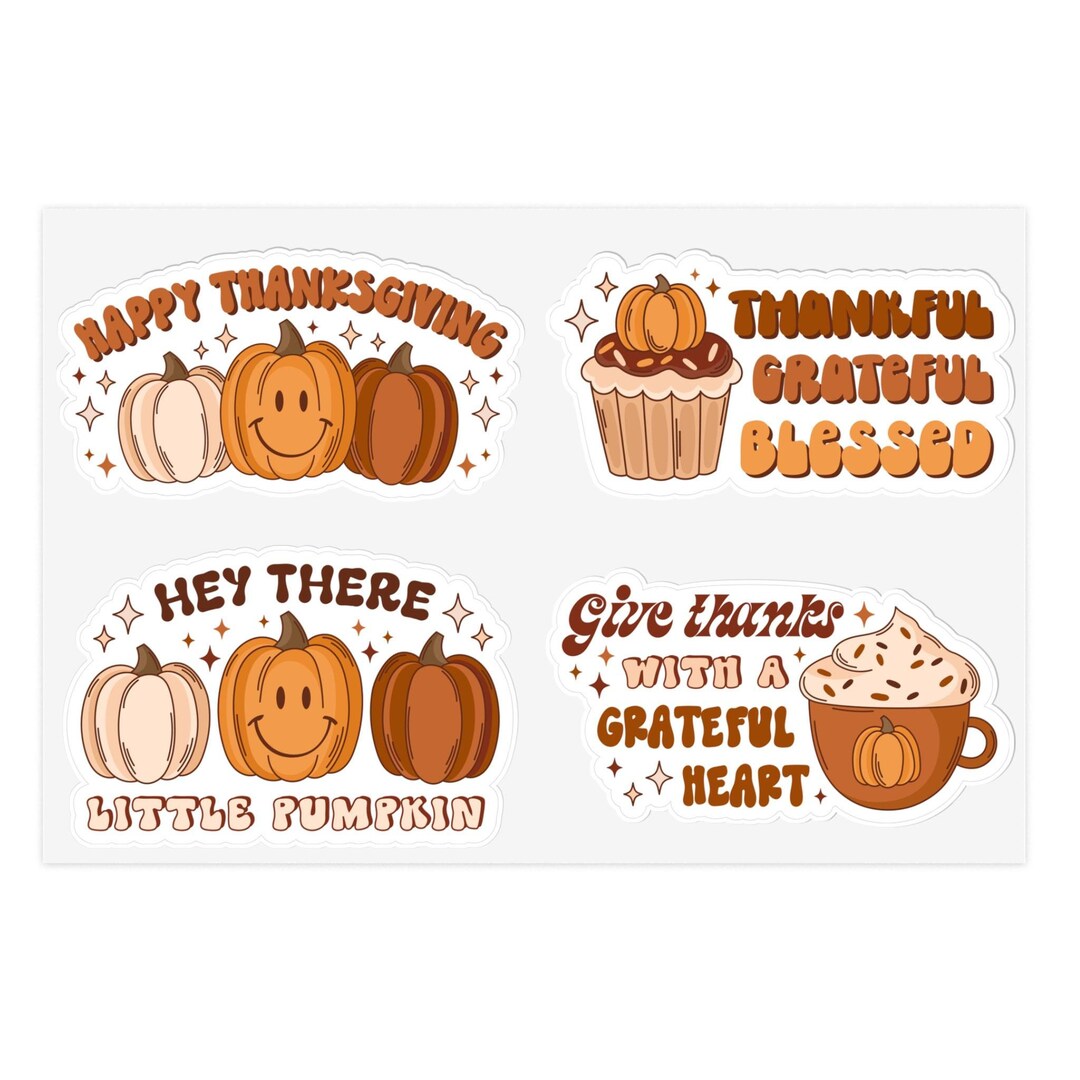 Festive Thanksgiving Sticker Sheets, 4 Cute Charming Designs per Sheet ...