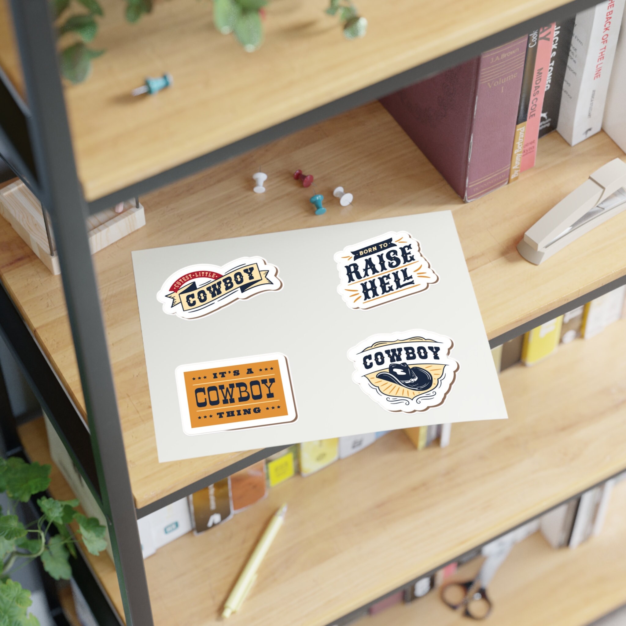 Cute Cowboy Sticker Sheets Cowboy Stickers for Him 6x4 & 11x8.5 ...