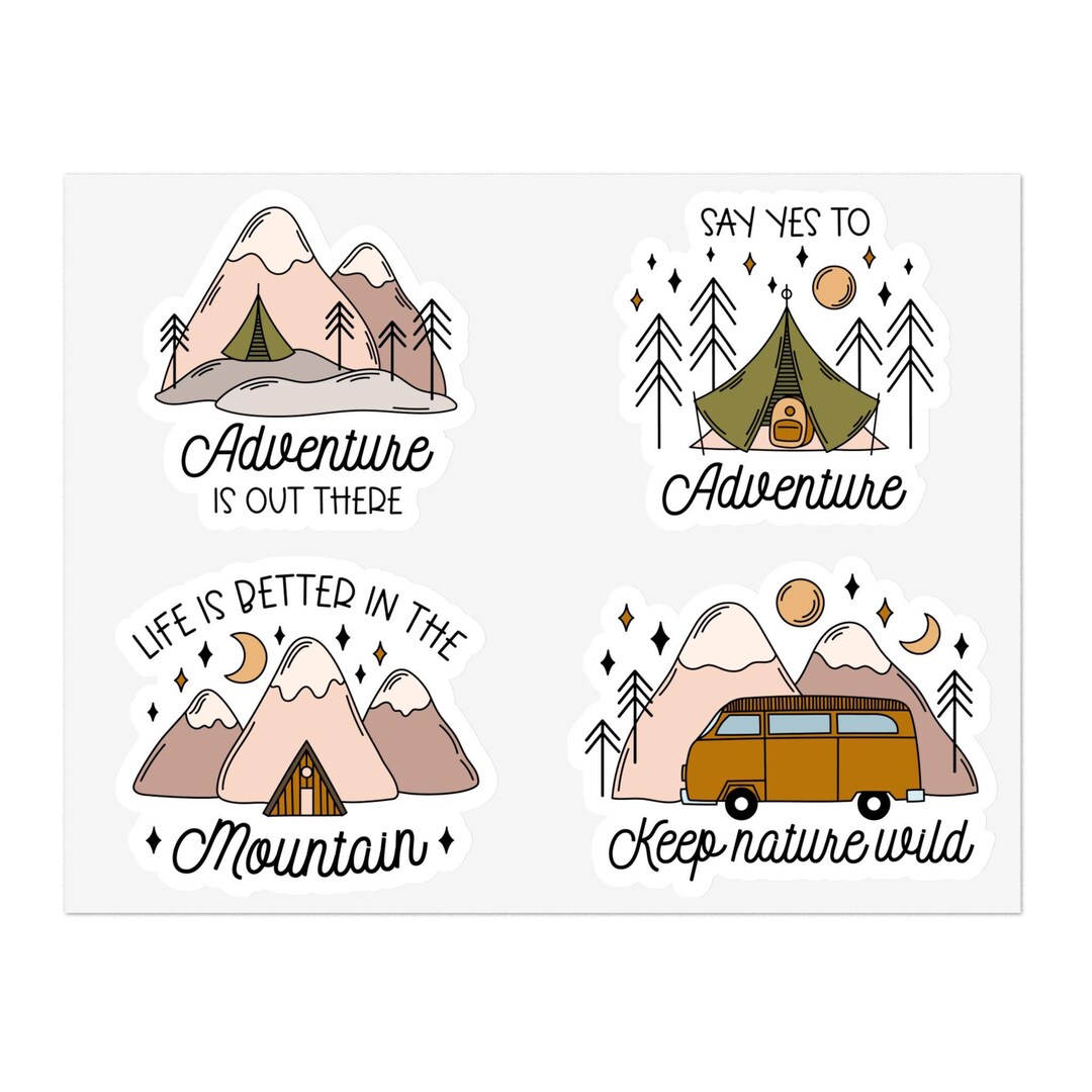 Adventure Sticker Sheets | Camper, RV, Tent Design | 6x4" & 11x8.5 ...