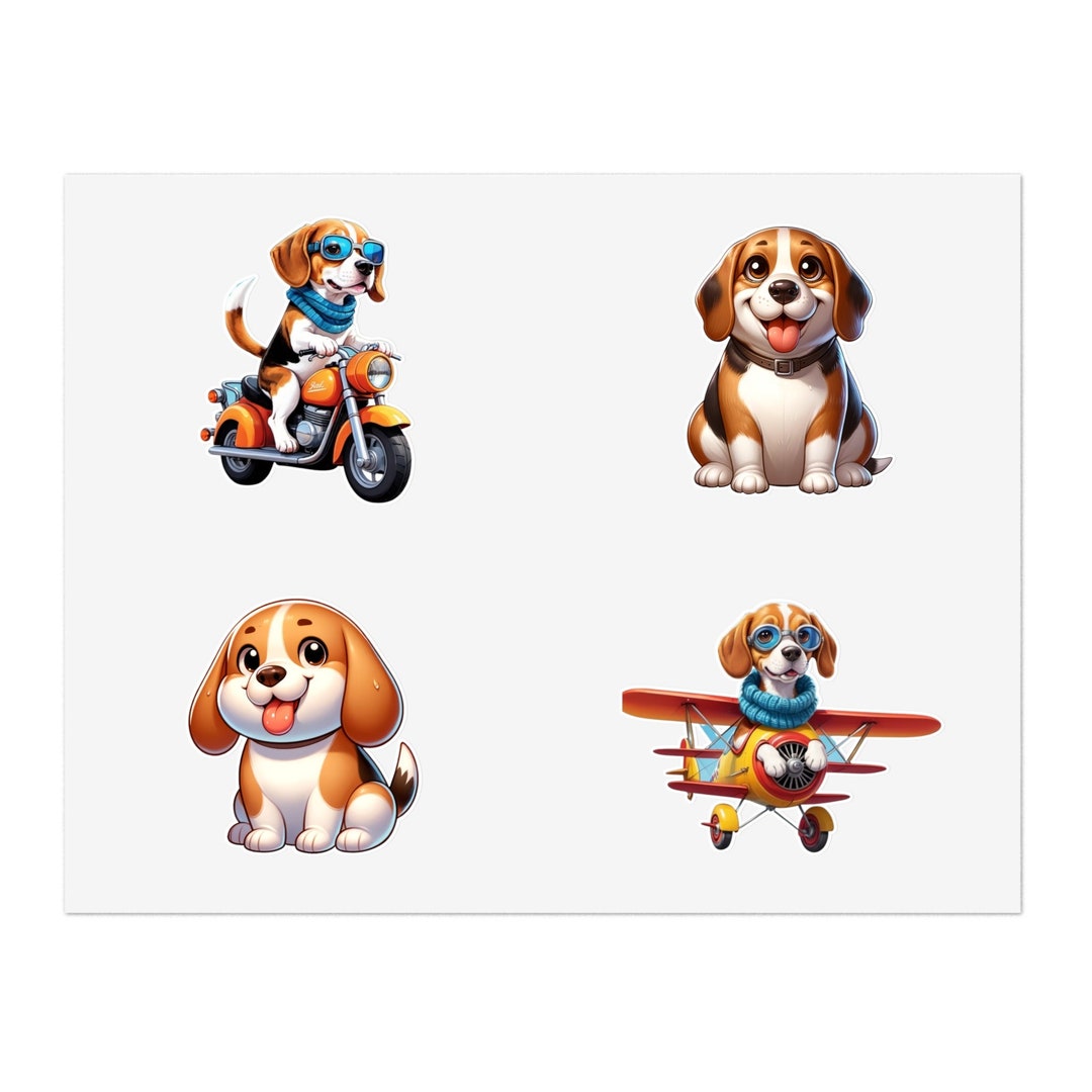 Cute Beagle Sticker Sheets | Adorable Beagle Stickers | 6x4" & 11x8.5 ...