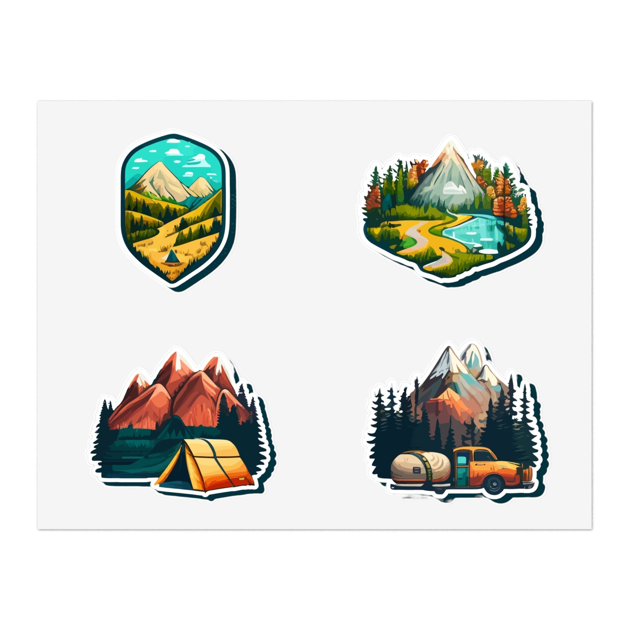 Camping Sticker Sheets Camper, RV, Tent Designs 6x4 & 11x8.5 Sizes ...