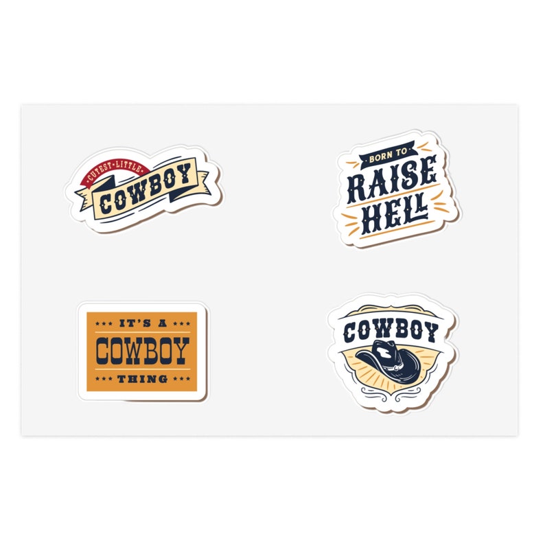 Cute Cowboy Sticker Sheets | Cowboy Stickers for Him | 6x4" & 11x8.5 ...