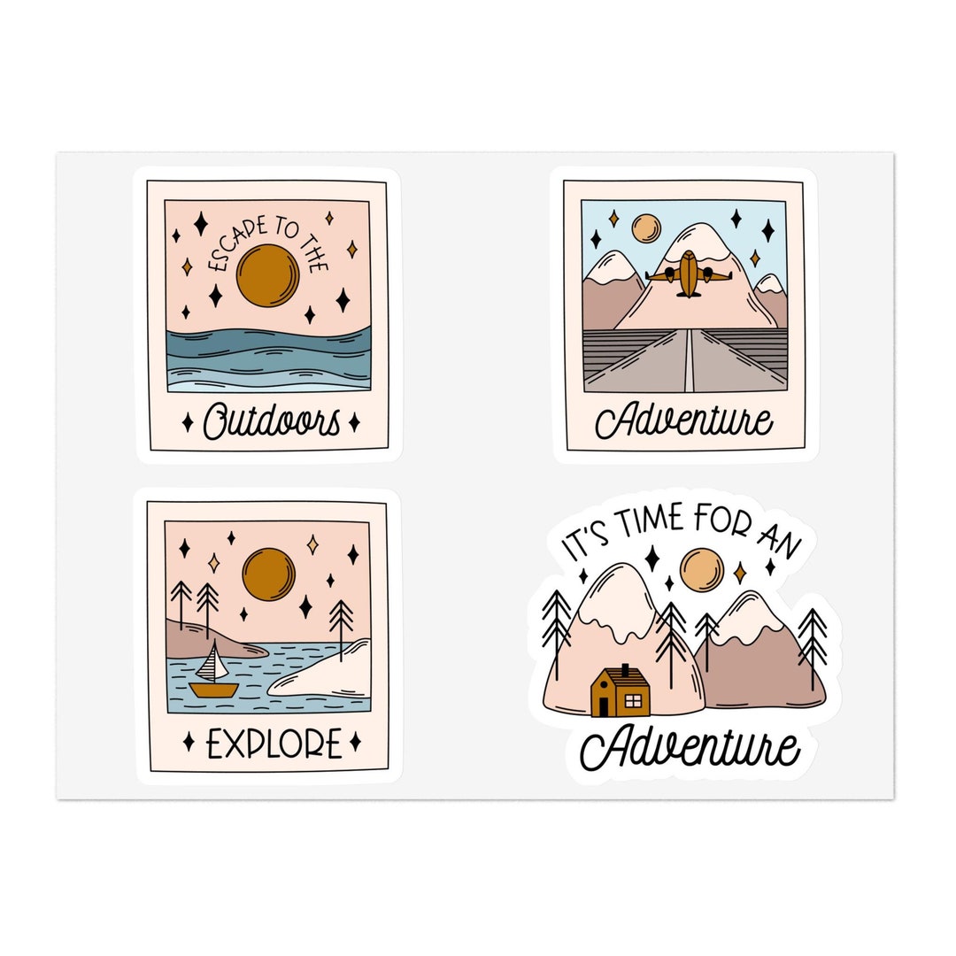 Adventure Sticker Sheets | Travel, RV, Tent Design | 6x4" & 11x8.5 ...