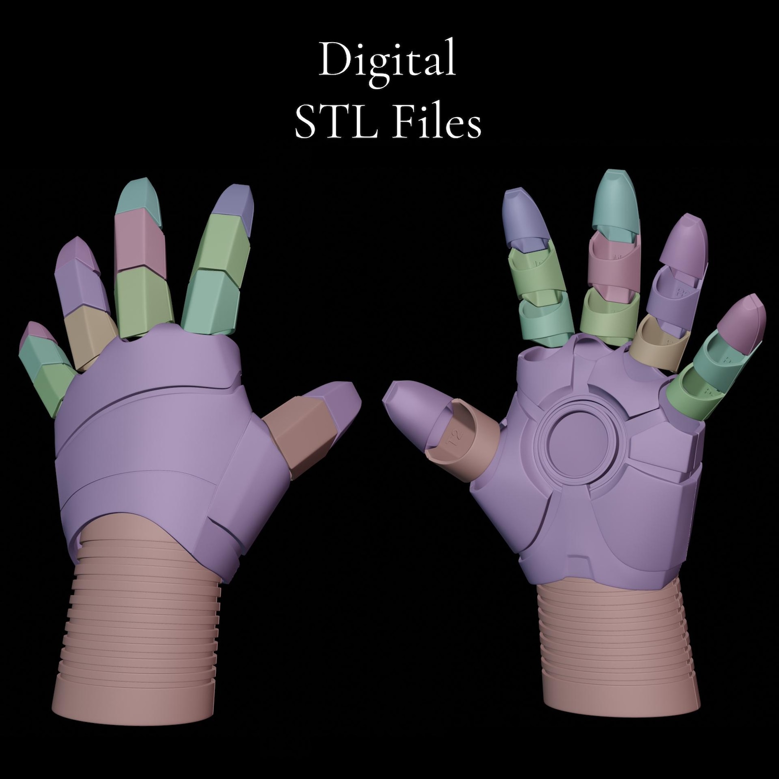 Digital 3D General Use Iron Man Cosplay Costume Glove Gauntlet 3D ...
