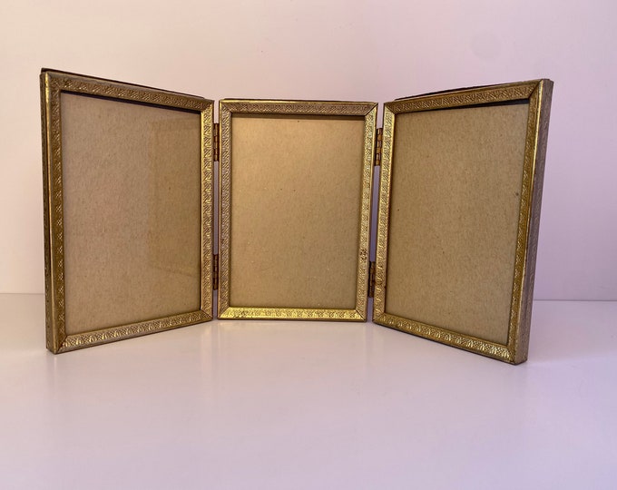 Vintage Trifold Triple Hinged Frame Brass Picture Frame - Etsy