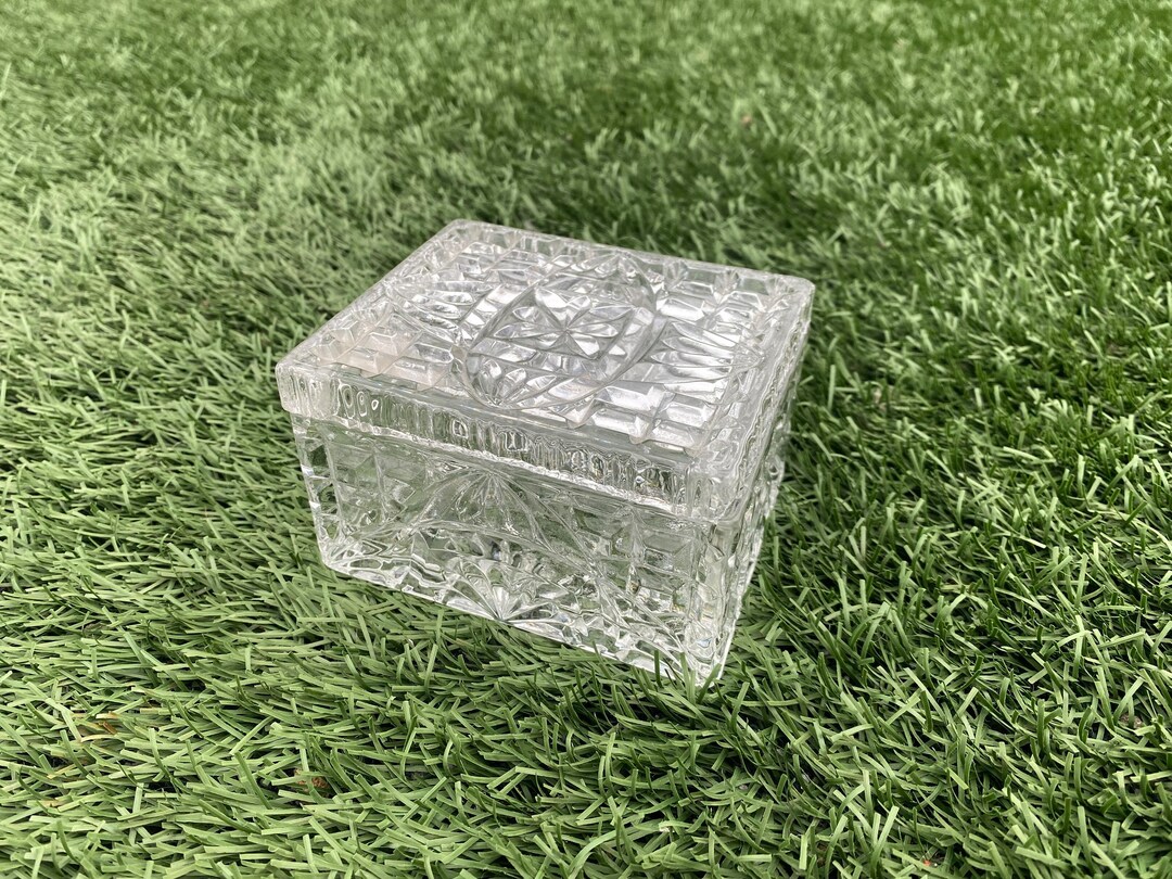 Vintage Anchor Hocking Prescut Clear Pressed Glass Cigarette Box With ...