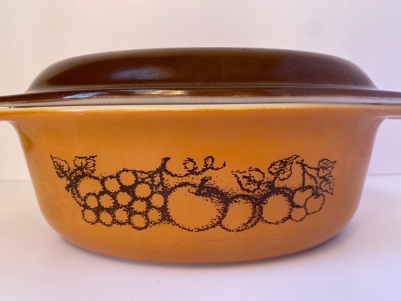 Vintage Pyrex Old Orchard Fruit Harvest Oval Casserole Ovenware With Lid - Etsy