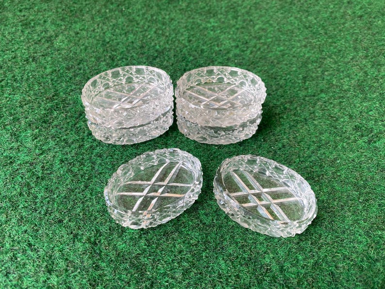 Vintage Cut Glass Set of 6 Clear Glass Salt Cellars - Etsy
