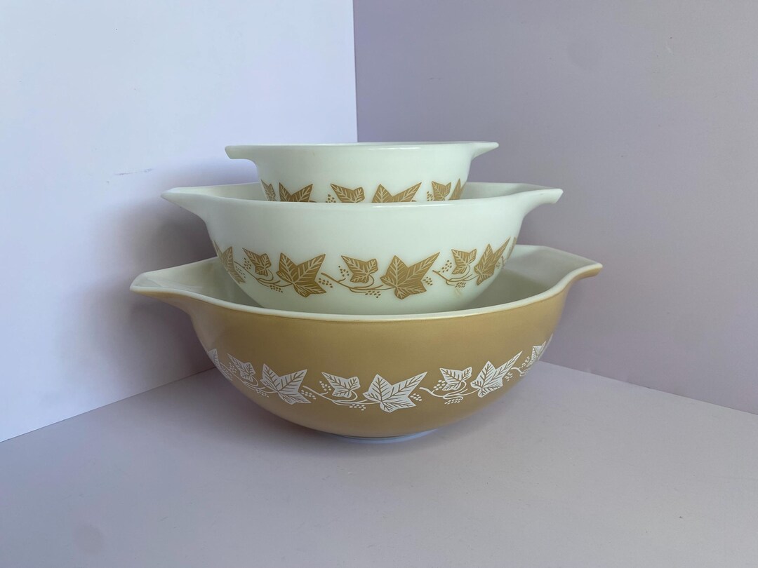 Vintage Pyrex Sandalwood Print Cinderella Bowl Set of 3 Nesting Bowls ...