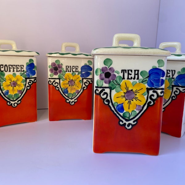 Hand Painted Kitchen Canister Set - Etsy
