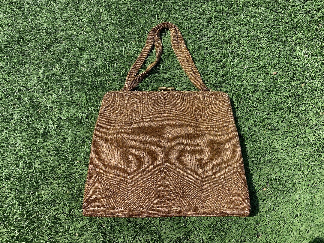 Vintage Walborg Made in Belgium Bronze Beaded Bag - Etsy