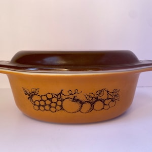 Vintage Pyrex Old Orchard Fruit Harvest Oval Casserole Ovenware With Lid - Etsy